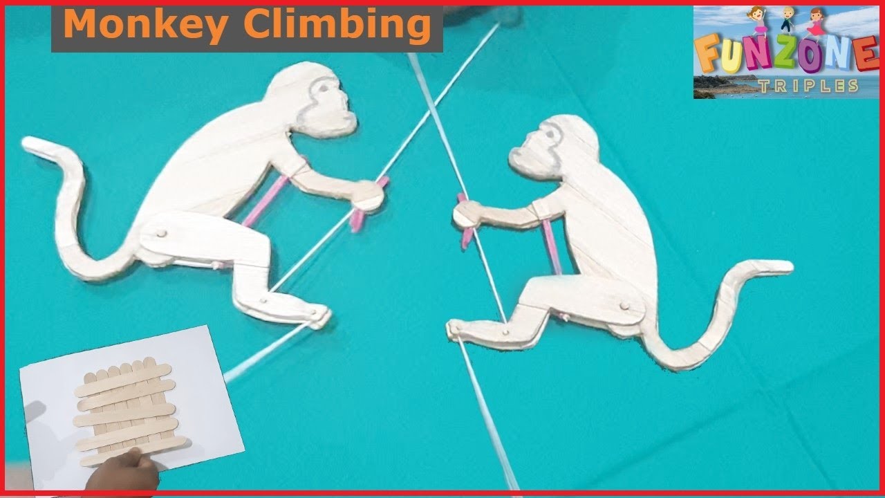 Monkey Climbing craft with popsicle sticks - YouTube