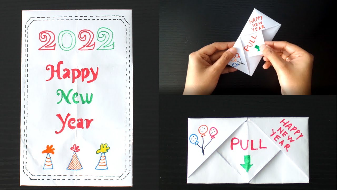 Origami Pull Tab Card | New Year Card | DIY Pull Tab Origami Envelope ...