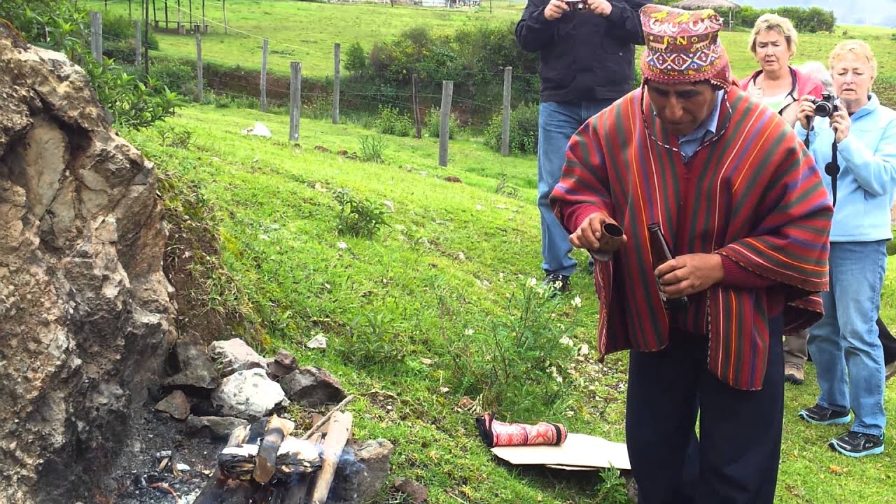 Shaman blessing and burning of offering in Peru - YouTube