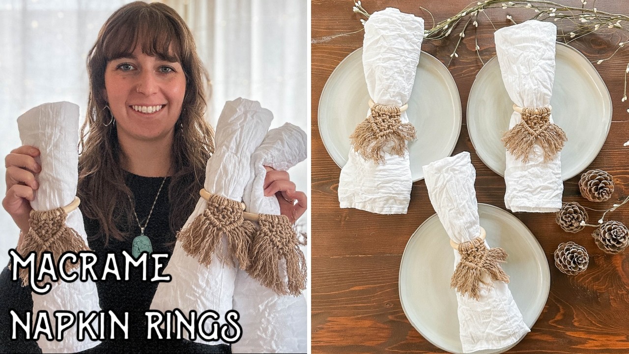 DIY Macrame Napkin Rings | Easy Beginner Tutorial with Wooden Hoops - YouTube