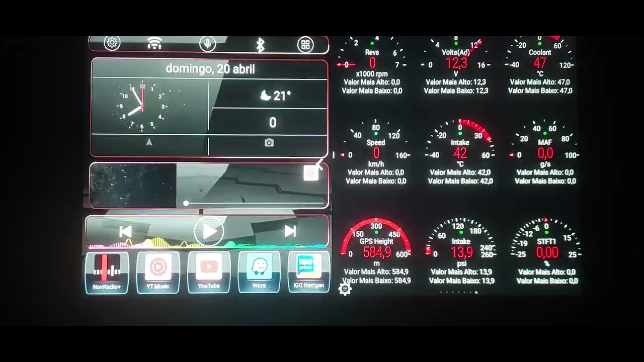 Torque Pro, Car Launcher Pro, multimídia Android. Split screen. LE 6321 ...