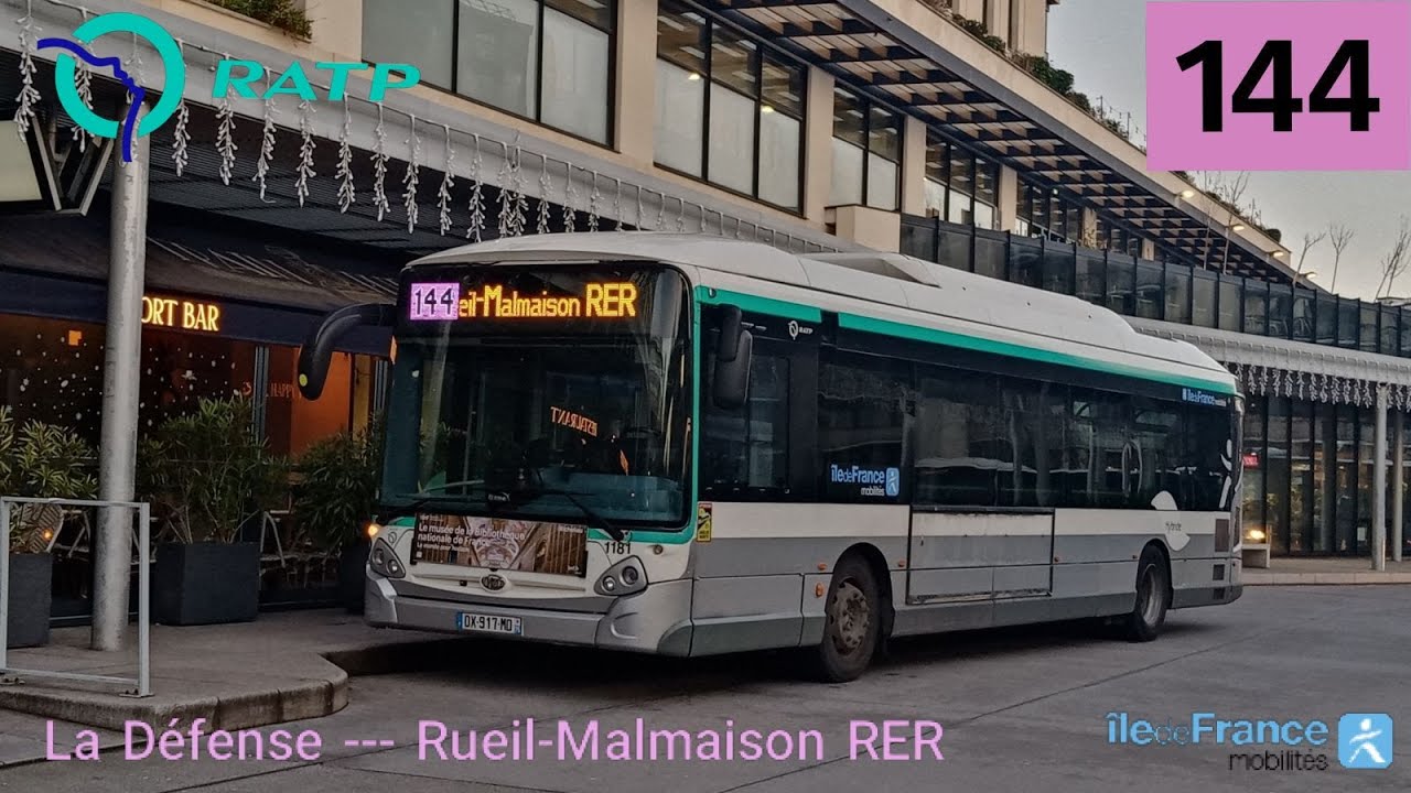 Bus 144 RATP - GX337 Hybride N°1181 La Défense --- Rueil-Malmaison RER ...
