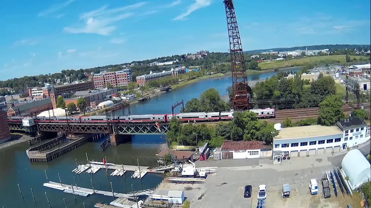Train crossing Walk Bridge in Norwalk, CT. - YouTube