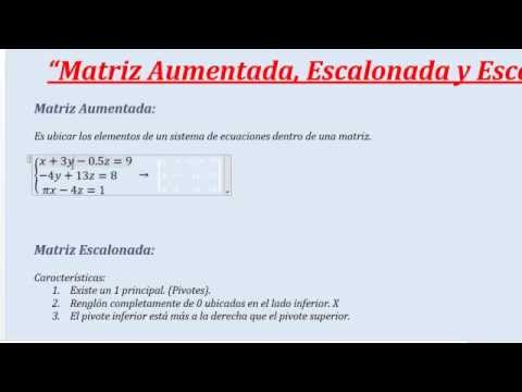 1. Matriz Aumentada, Escalonada y Escalonada Reducida - YouTube