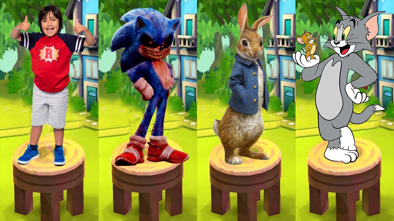 Tag with Ryan vs Sonic Dash vs Peter Rabbit Run vs Tom and Jerry Run ...