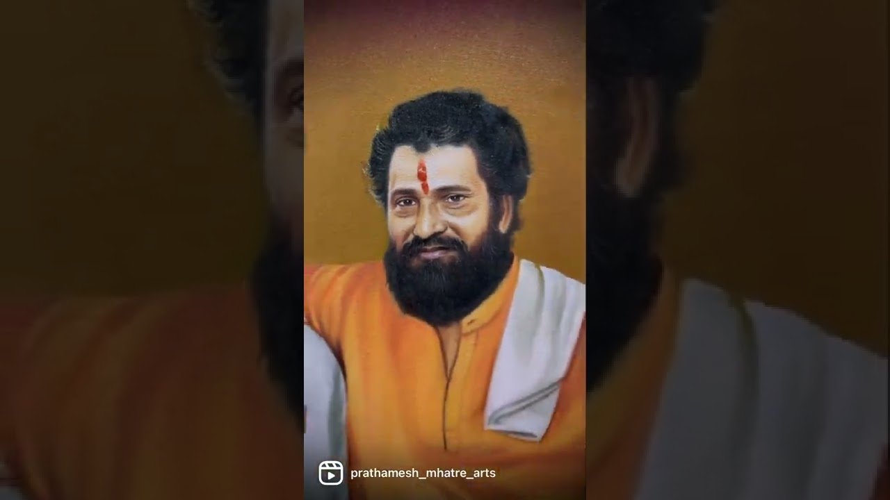 Dharmveer anand dighe saheb portrait painting 🖼 #art #artist - YouTube