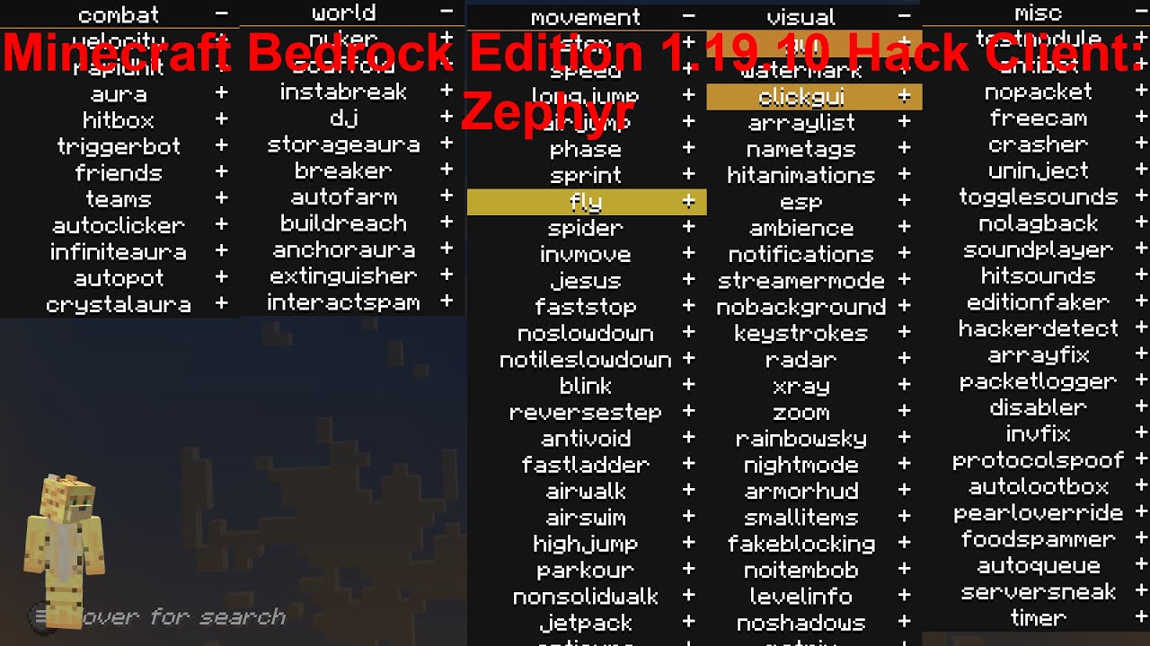 Minecraft Bedrock Edition 1.19.10 Hack Client: Zephyr - YouTube