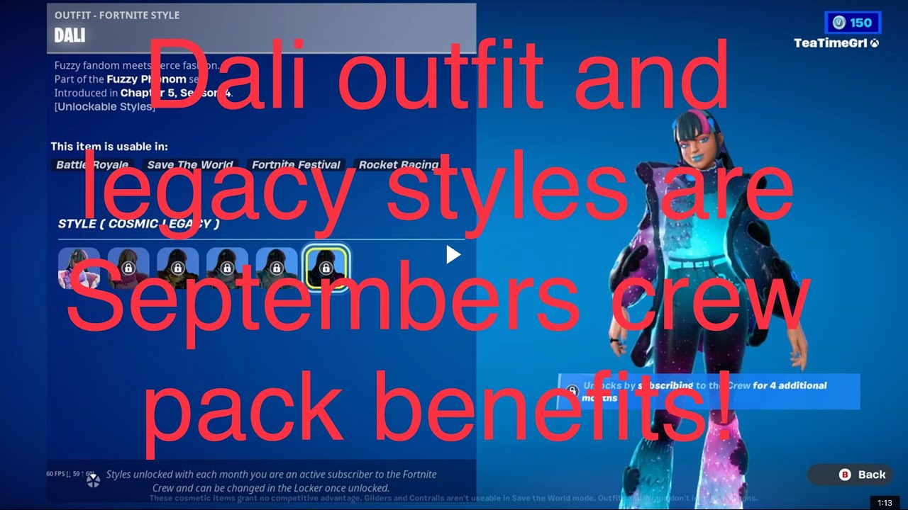 Dali is our September Fortnite crew pack benefit outfit! - YouTube
