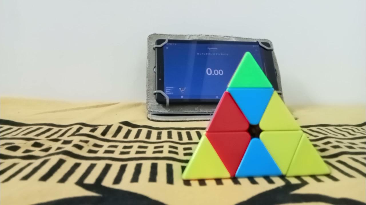 Solving a pyraminx with one hand under 1 minute - YouTube