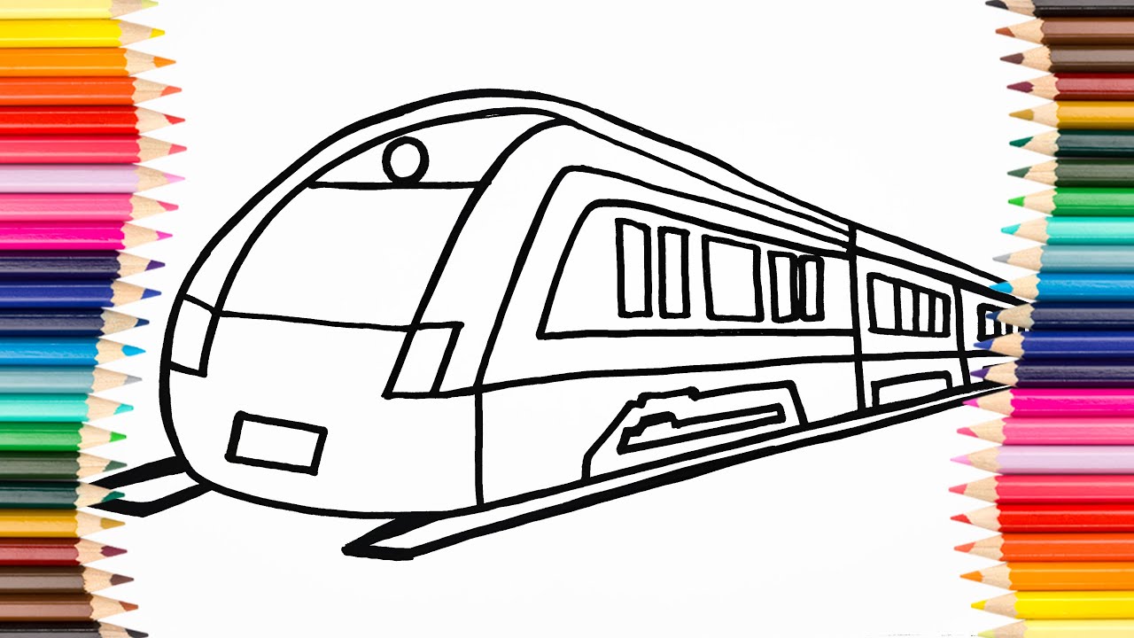 How to Draw And Color a Train For Kids And Toddlers - YouTube
