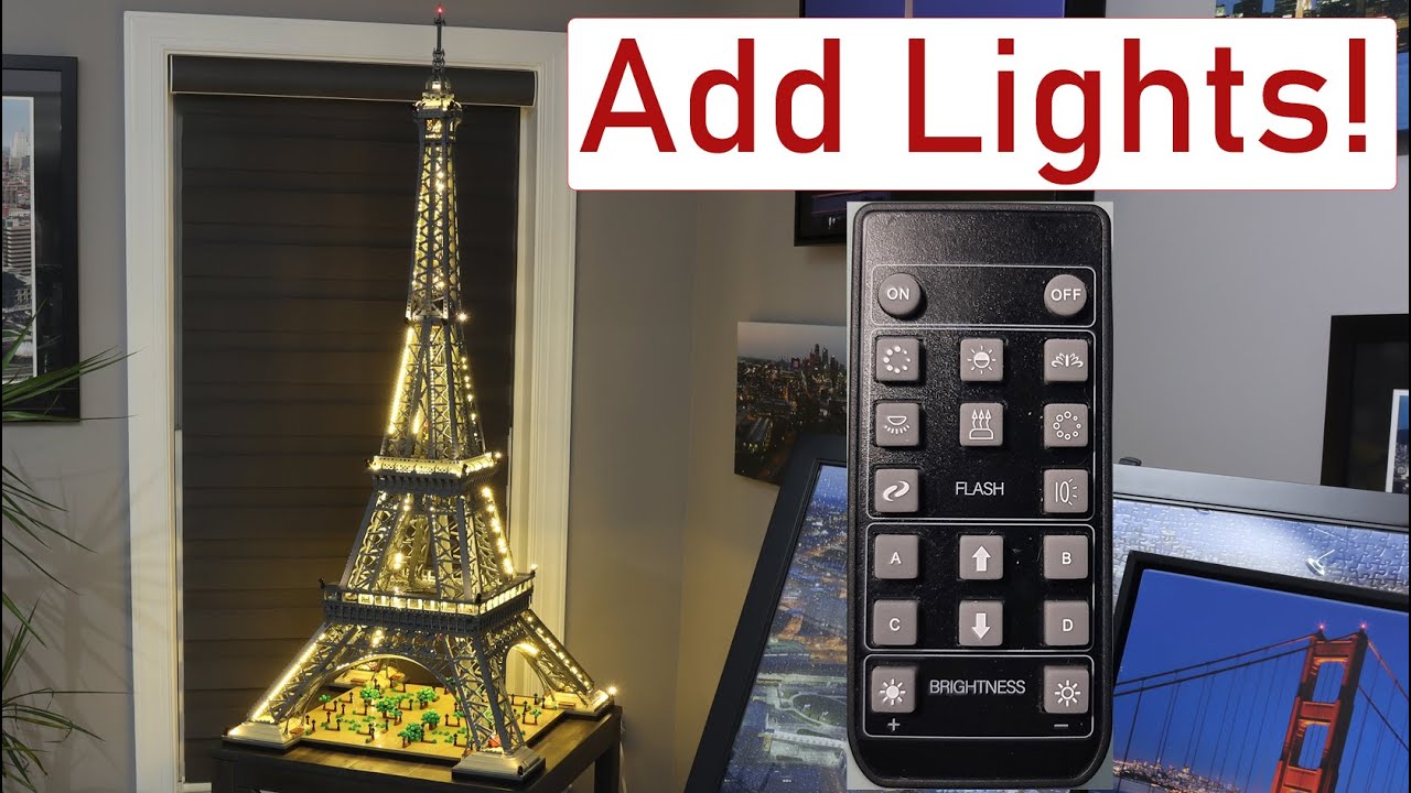 Adding lighting to the Lego Eiffel tower - YouTube