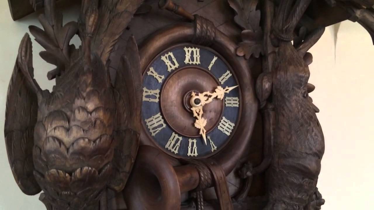 Huge Antique Black Forest 4 foot Hunter Cuckoo Clock circa 1900 - YouTube