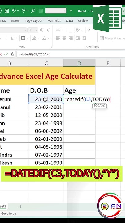 How to Age Calculate in Excel ! Advance excel #computer #advanceexcel #exceltips #youtubeshorts ...