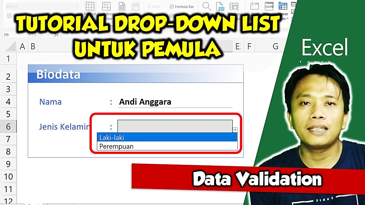 Cara membuat tombol list data (drop-down list) di excel untuk pemula ...