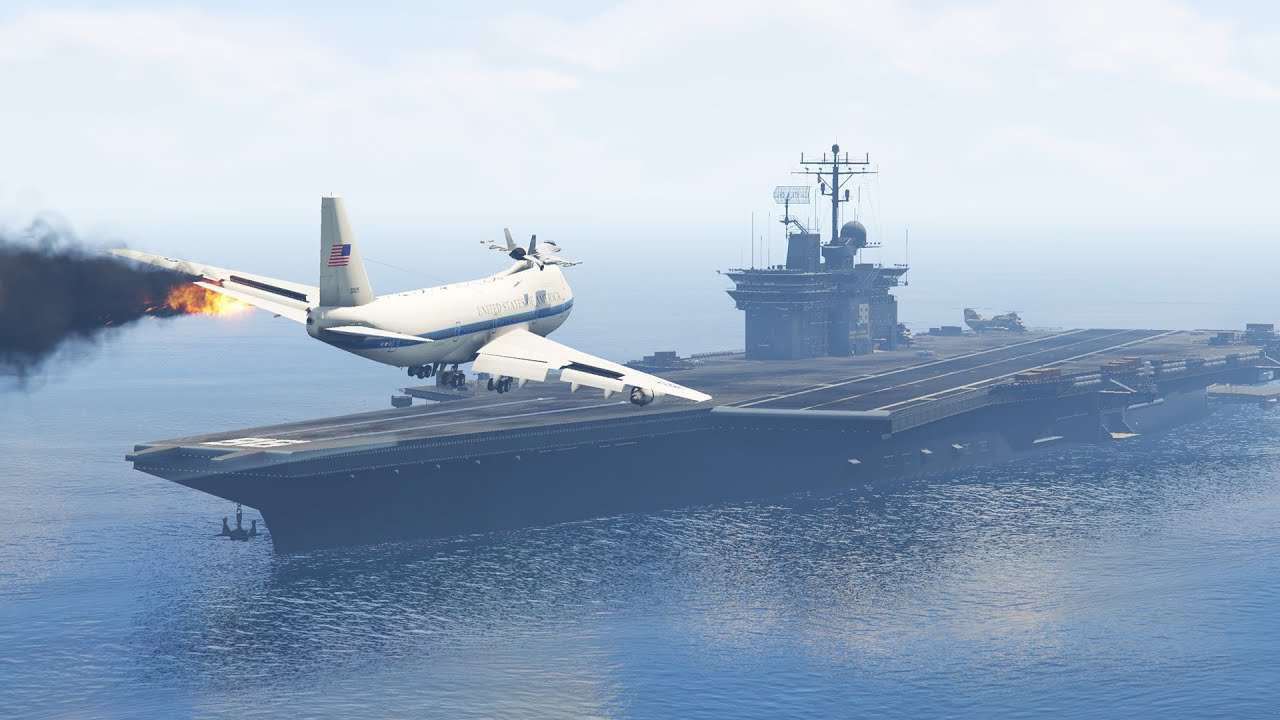 Airforce One Emergency Landing On Aircraft Carrier After Engine ...