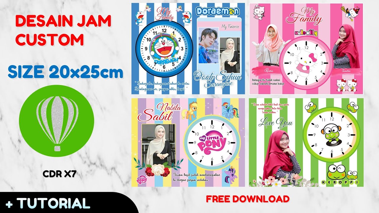 CARA DESAIN JAM DINDING CUSTOM DENGAN CORELDRAW FREE DOWNLOAD - YouTube
