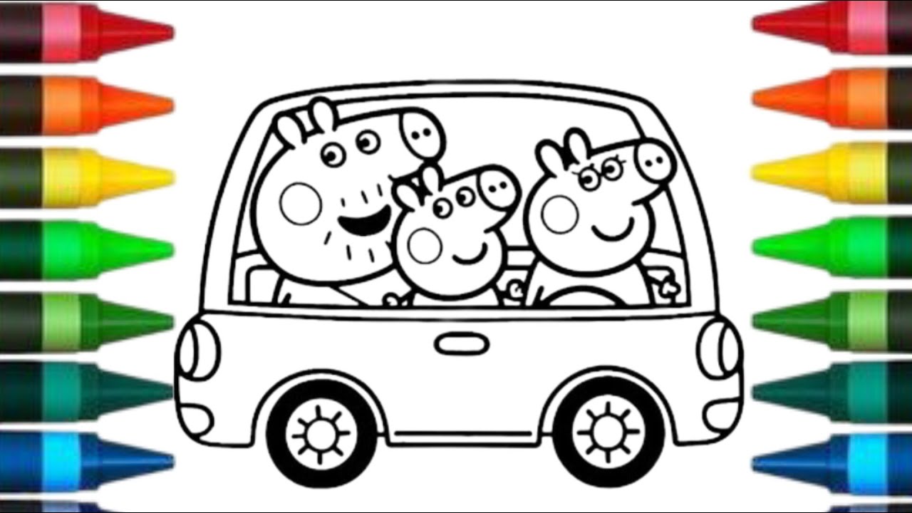 Peppa pig and friends driving car | how to draw Peppa pig and car ...