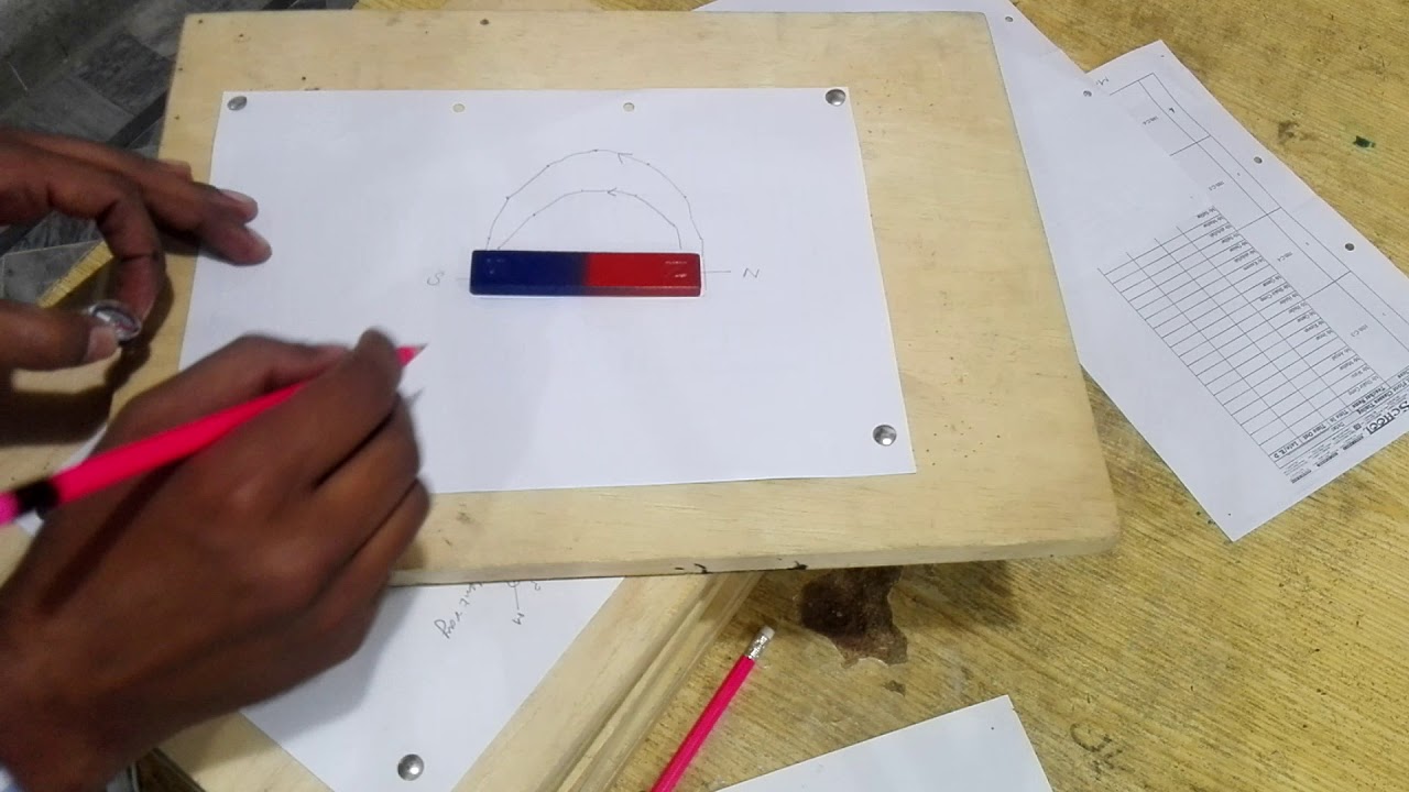 Trace the magnetic field due to a bar magnet - YouTube