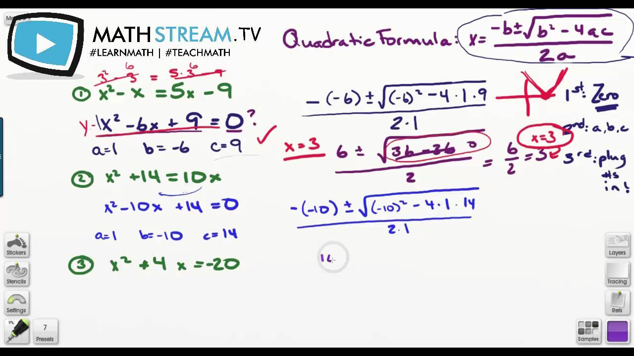 Algebra II Unit 5 Lesson 5 Topic 2 [Using the Quadratic Formula] 14 min ...