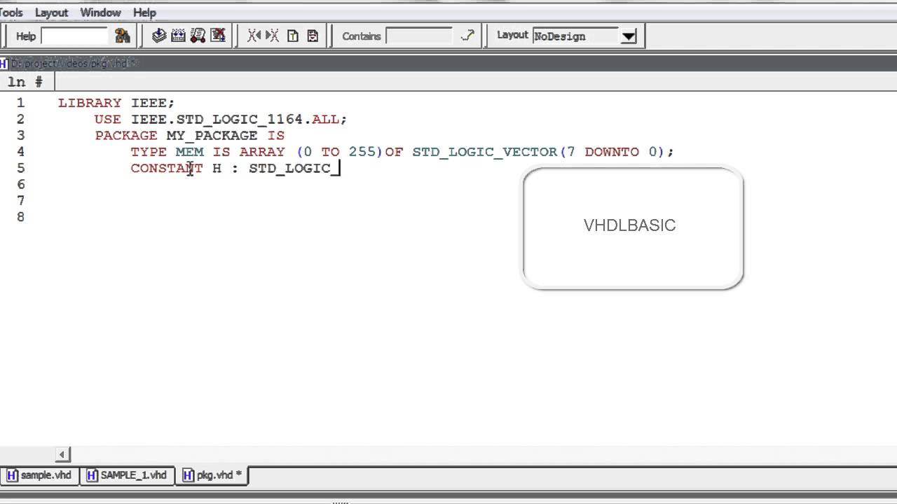 VHDL BASIC Tutorial - PACKAGE - YouTube