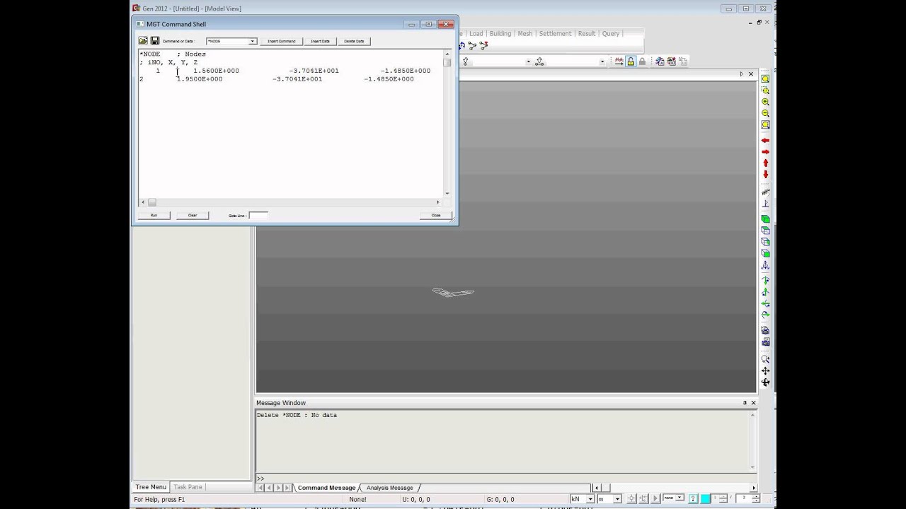 midas GEN tutorial: import node and loads with MCT shell command - YouTube