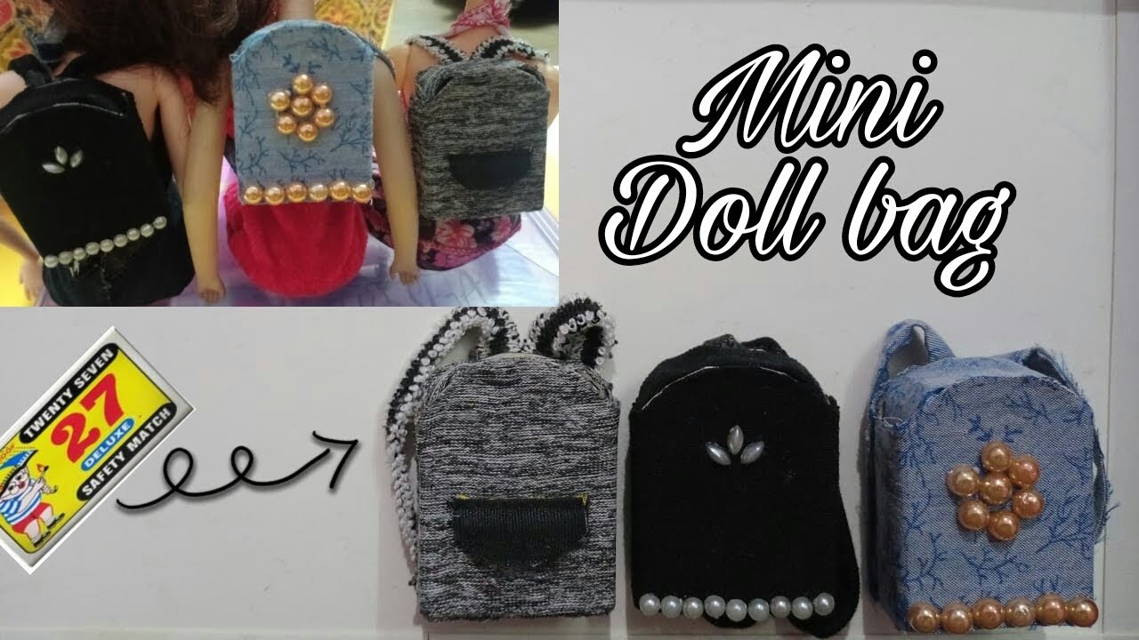 How to make mini doll bag from match box|Diy coin bag|Barbie school bag ...