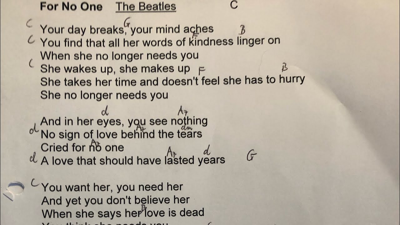 For No One (The Beatles) - YouTube