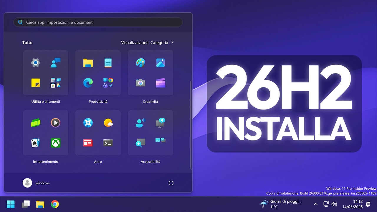 Windows 11 26H2 - Installare l'Insider Preview - YouTube