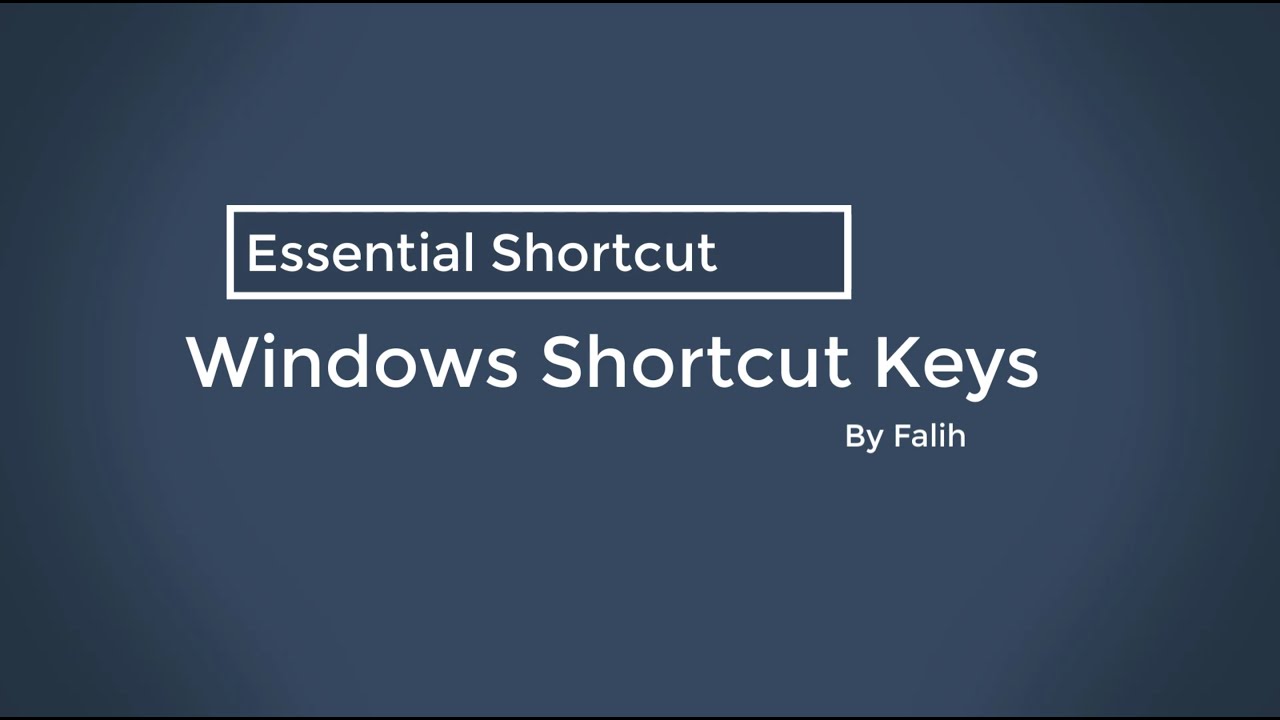 Kids : Learn Essential Shortcut Keys in Windows - 1 - YouTube