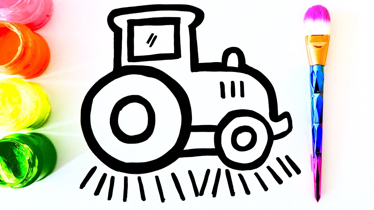 How to Draw a Tractor for Kids I Glitter Tractor I Drawing and Coloring ...