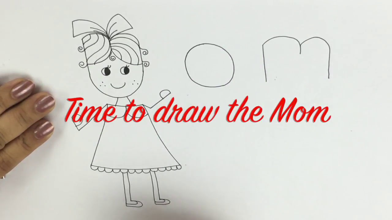 Teaching Kids Draw from Word MOM using Letter Shapes and Curves - YouTube