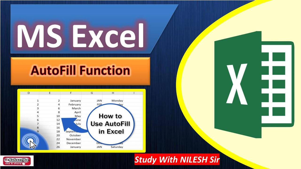 AutoFill Function || MS EXCEL || #Study_With_NILESH_Sir - YouTube
