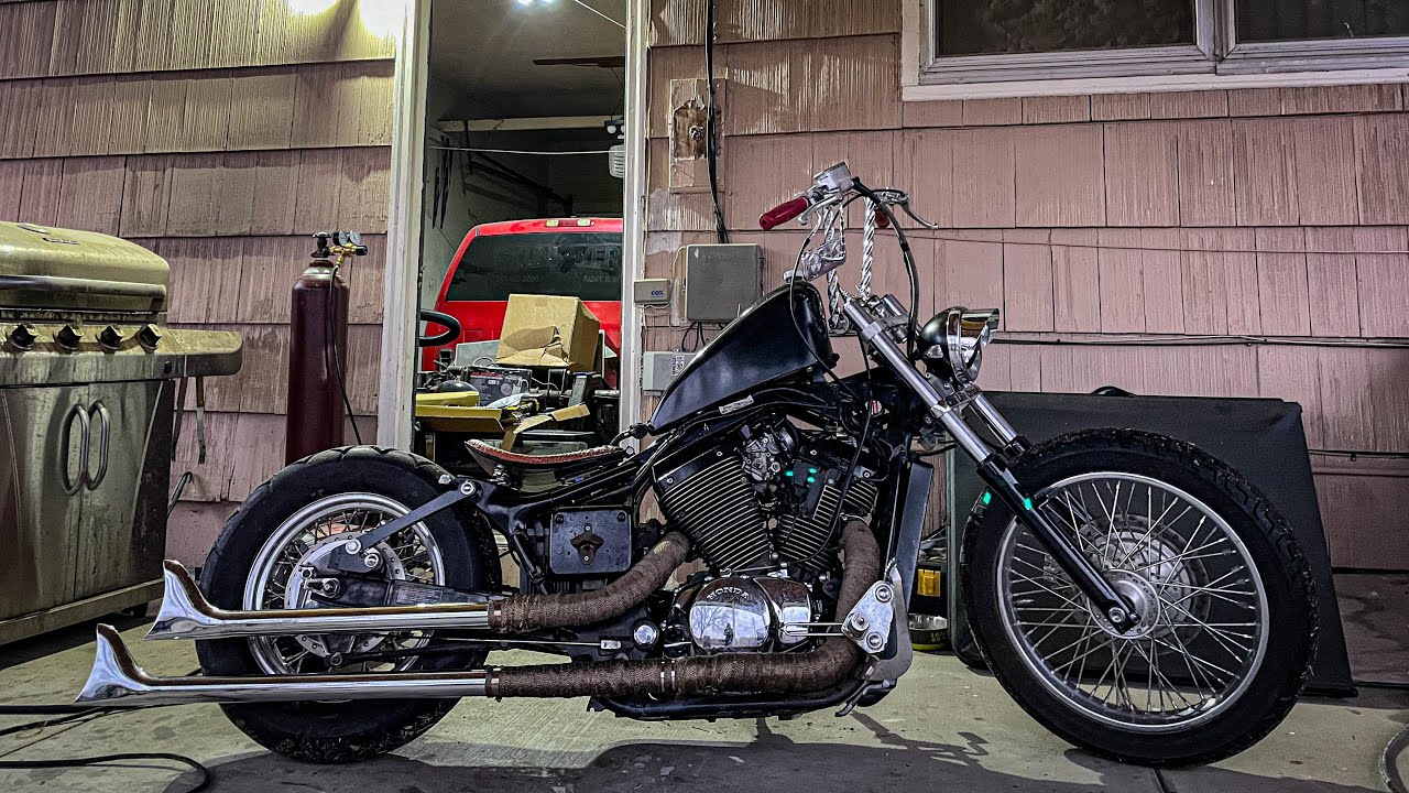 Fishtail Pipes on the Shadow Bobber! - YouTube