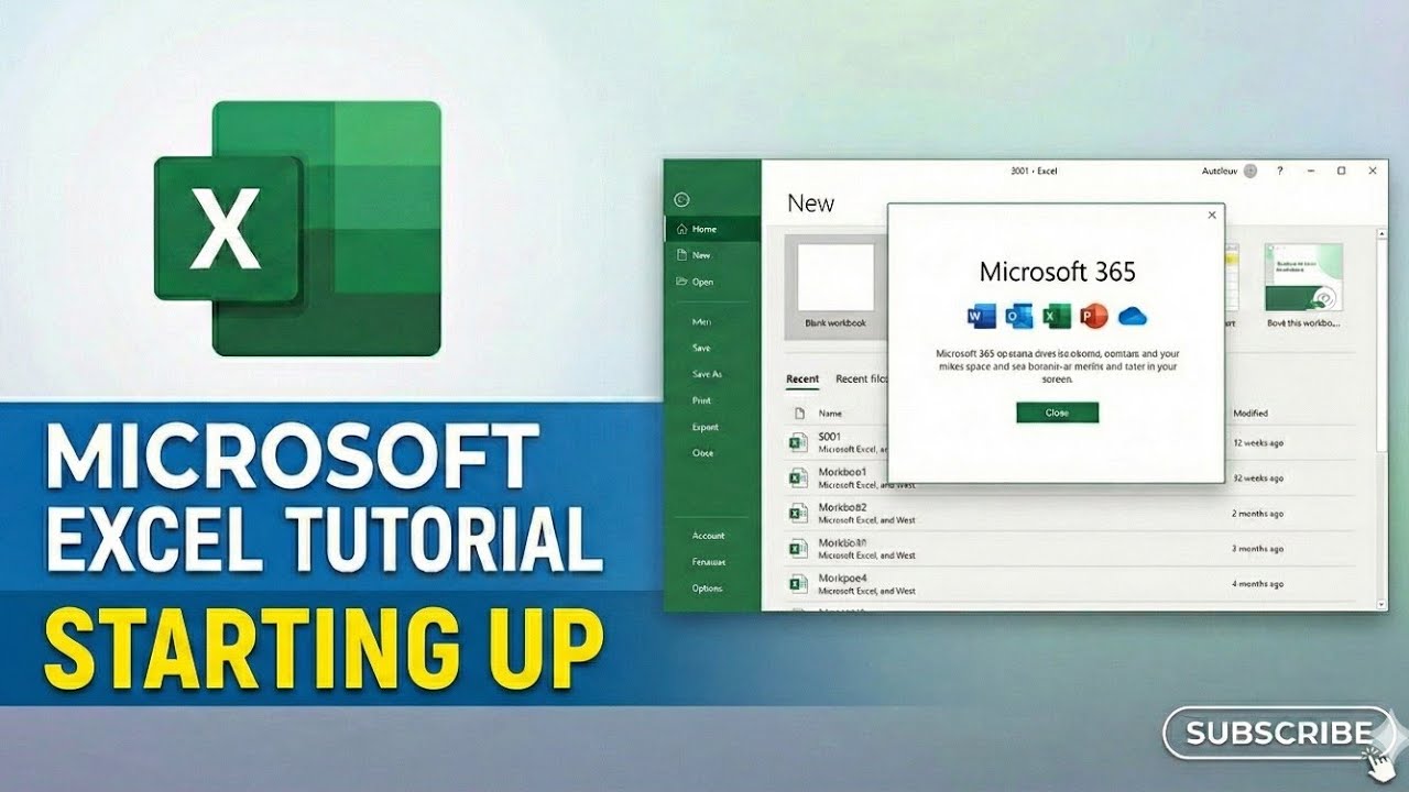 Microsoft Excel | Starting Up Excel & Using Recent Files - YouTube
