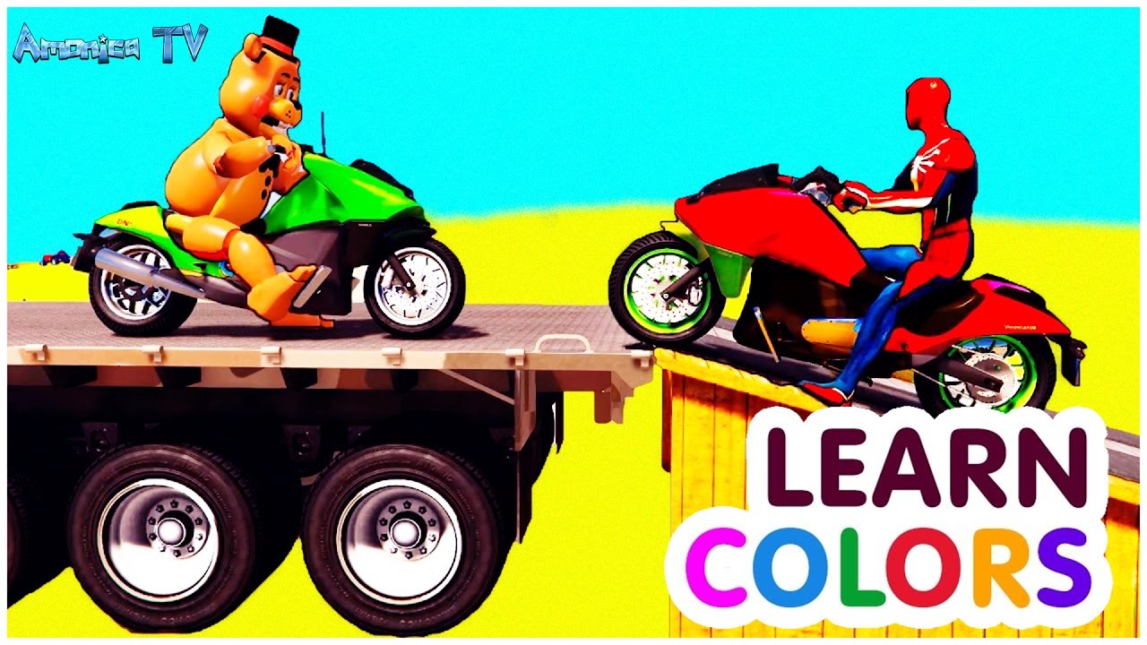 LEARN COLOURS vehicle Motorbike with Car Cartoon & Colors for Children ...