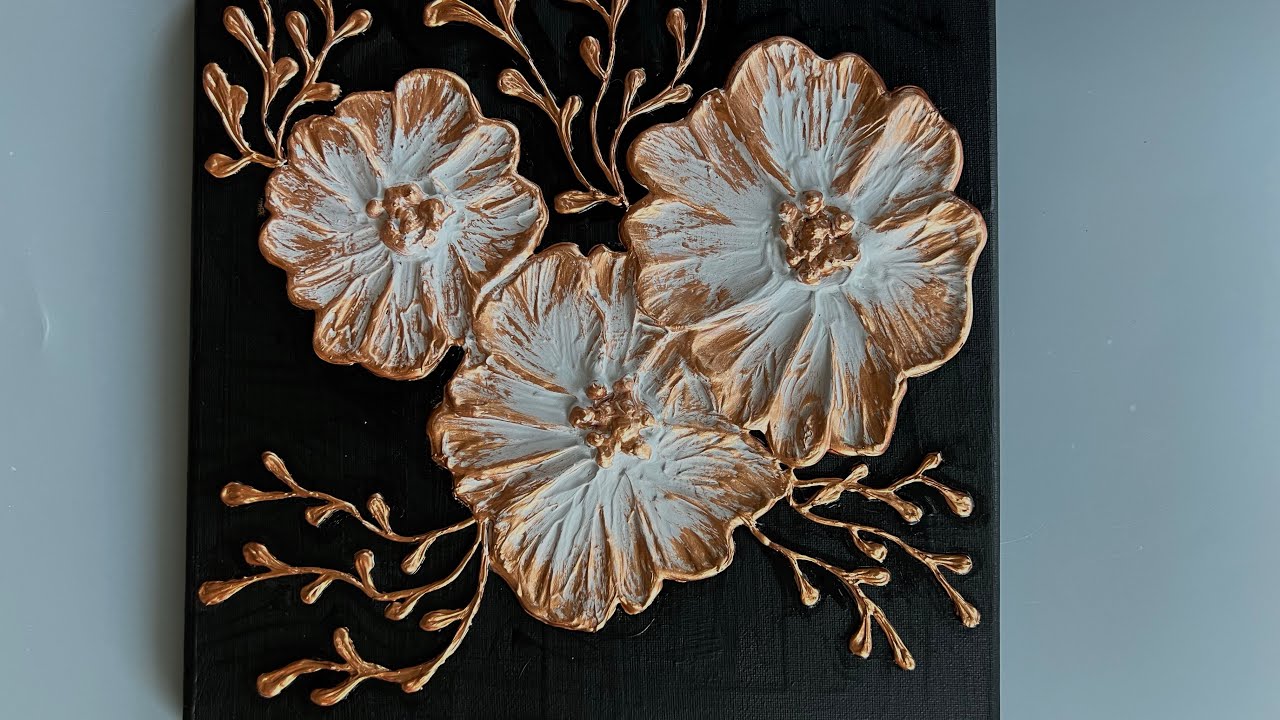 How to paint textured flowers | DIY 3D Textured art | textured flowers ...