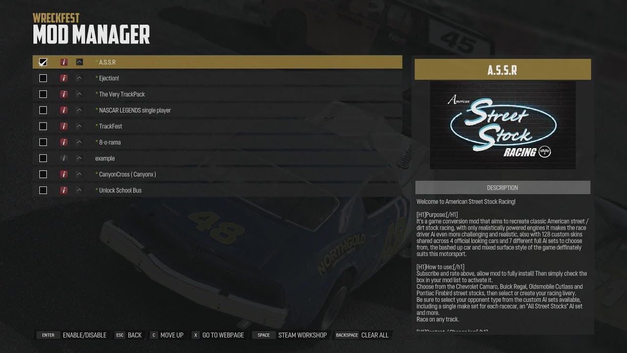 Wreckfest Mod American Street Stock Racing ASSR - YouTube