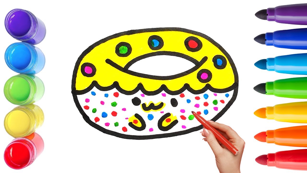 How To Draw cute Donut ,cloud, color EASY Drawing, Painting & Coloring ...