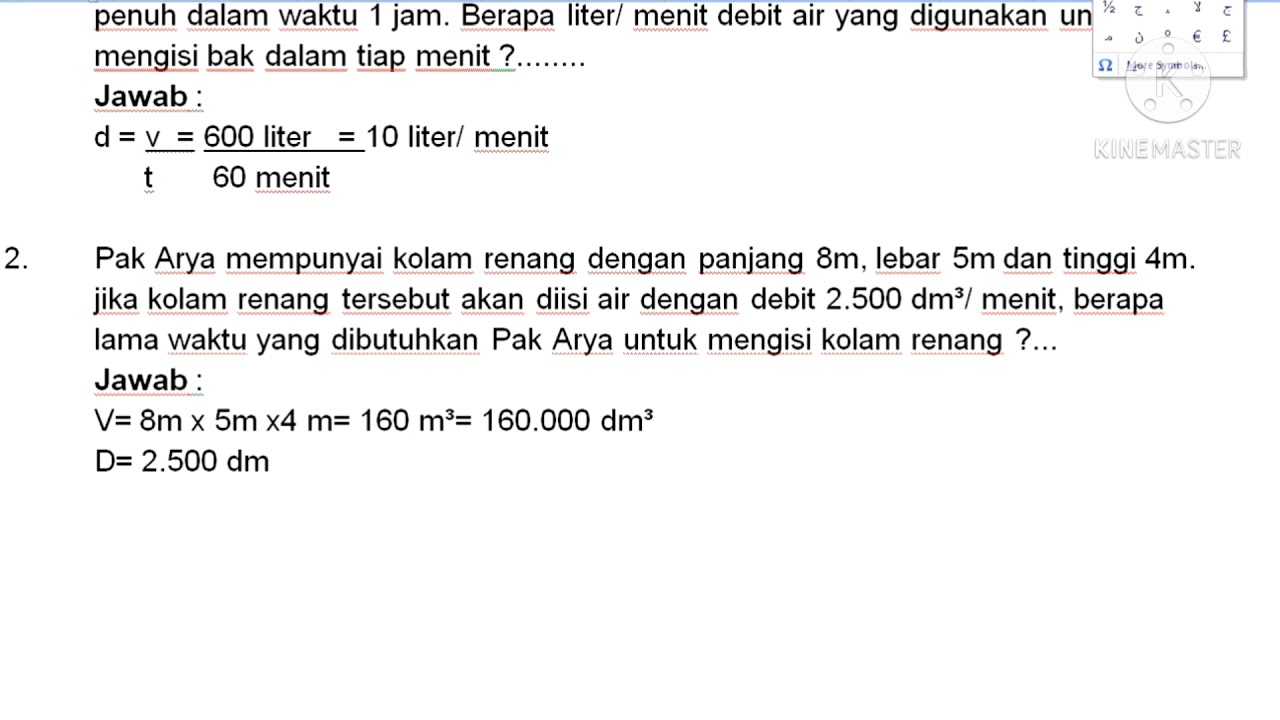 Matematika kelas 5 Hubungan antara debit, volume dan waktu - YouTube