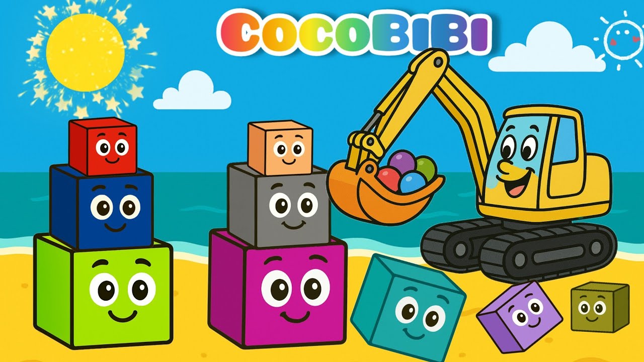 Excavator Builds 20 Colorful Block Pyramids Non-Stop! | Learn All the ...