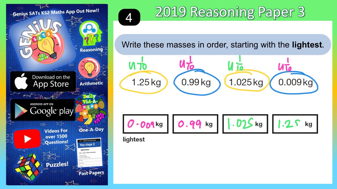 2019 Reasoning Paper 3 Q4 KS2 Maths SATs - YouTube