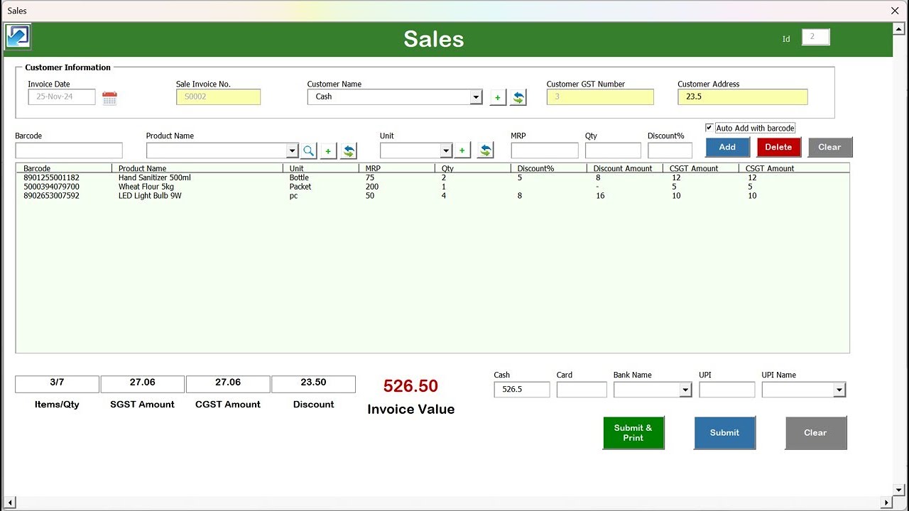 Gst Billing Software V10 In Excel Vba Sales Purchase Inventory Product Master And Reports