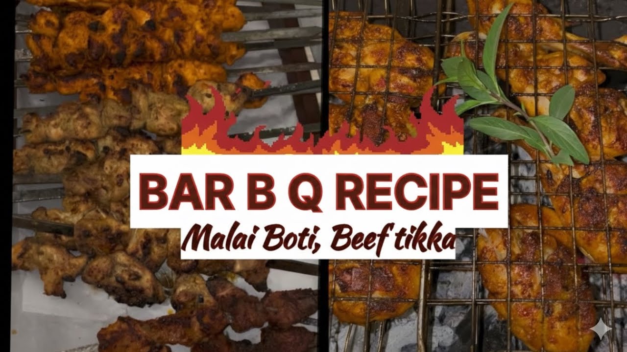 Chiken tikka beef tikka malai boti tikka bar b q - YouTube