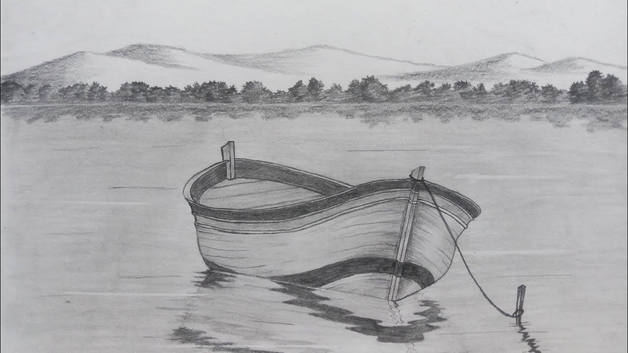 Gambar pemandangan,gambar perahu,cara menggambar perahu dengan pensil ...