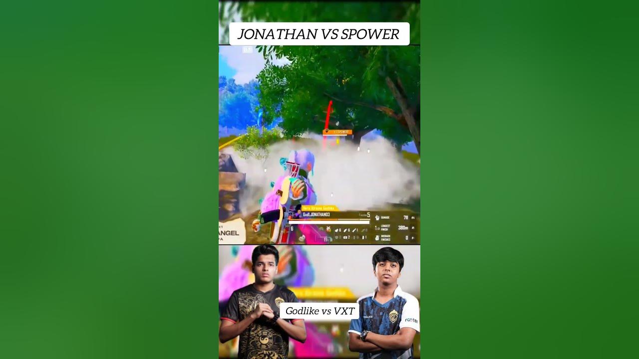 JONATHAN VS SPOWER 1V1 INTENSE FIGHT | Godlike vs VXT Intense 4v4 fight | @jonathan_gaming #bgmi ...
