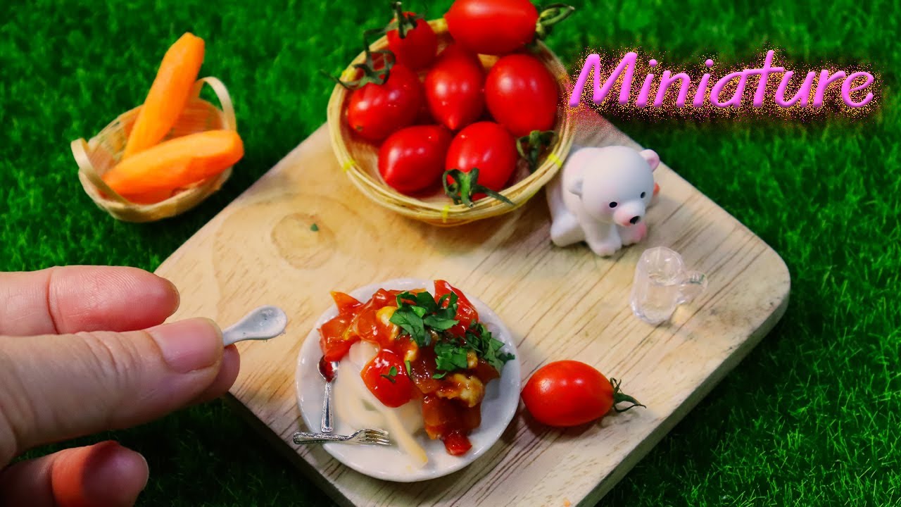 Miniature - Relax asmr cooking Thai Spaghetti Tomato Sauce. Mini food ...