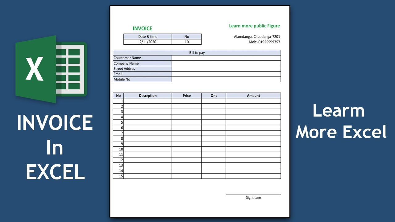 invoice in excel bangla, Part-4 - YouTube