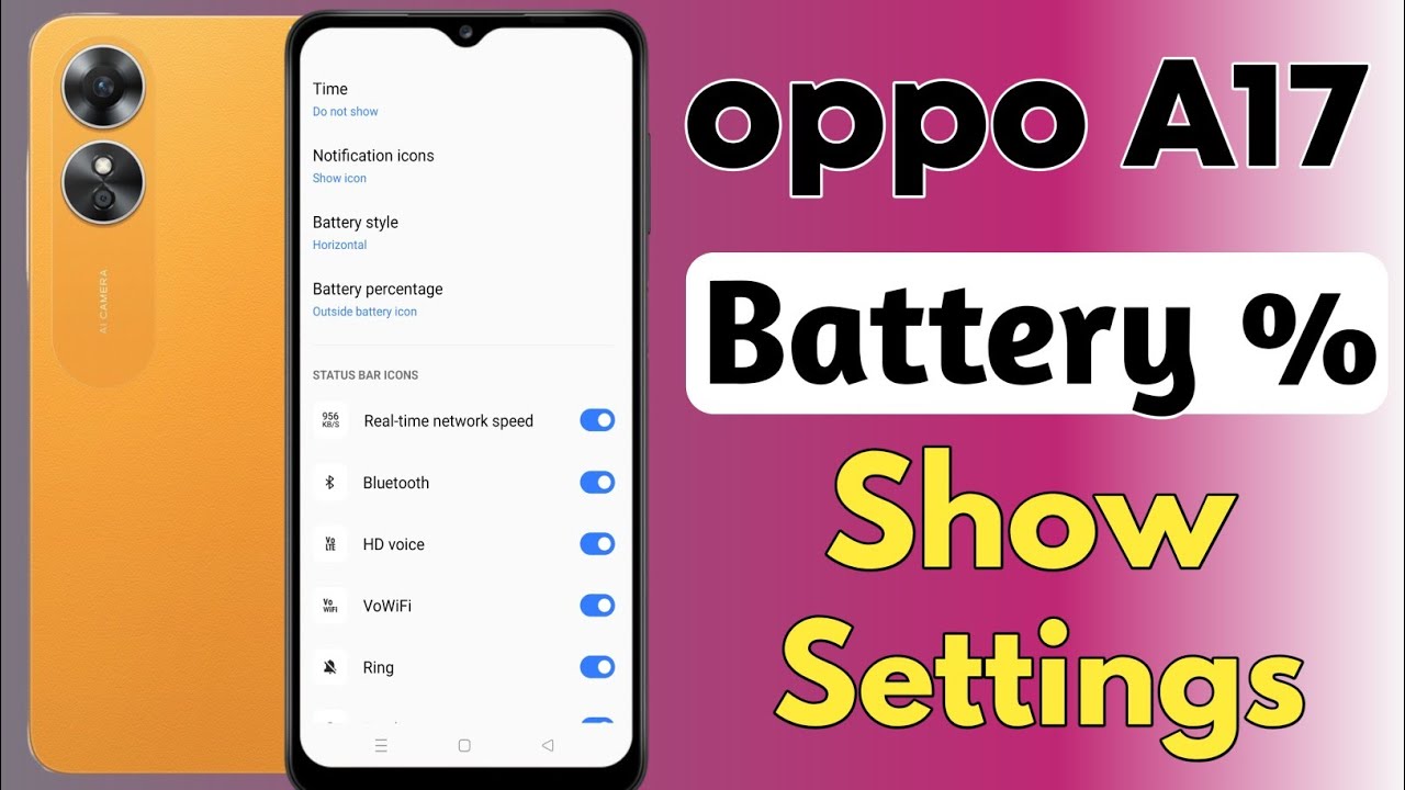 Oppo a17 battery percentage show settings | Show insider battery icon ...