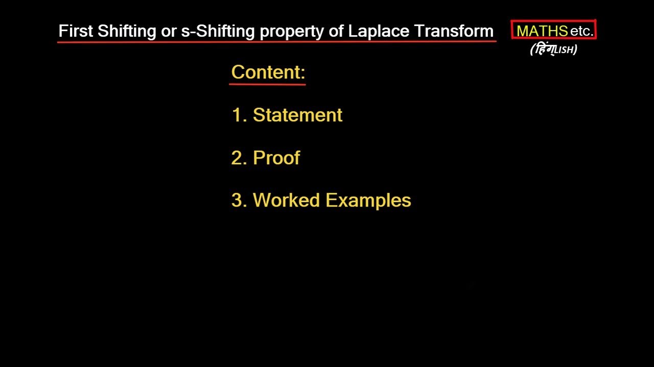 s-Shifting or First Shifting Property of Laplace Transform | Laplace ...