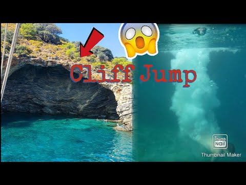 Insane Cliff Jump in Turkey, Blue Cave Oludeniz, *terrifying* - YouTube